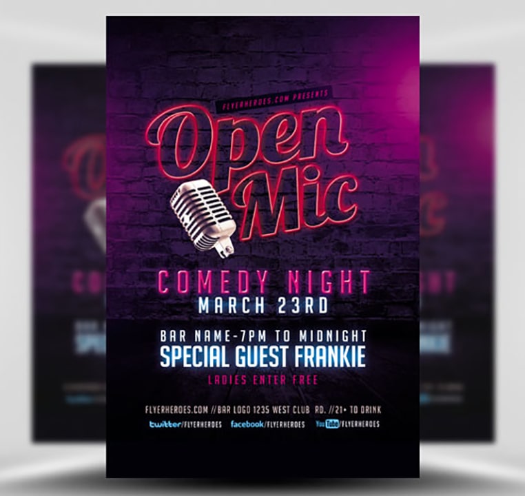Open Mic Comedy Night Flyer Template 2 FlyerHeroes