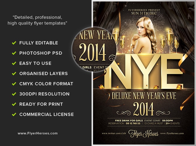Deluxe NYE Flyer Template FlyerHeroes