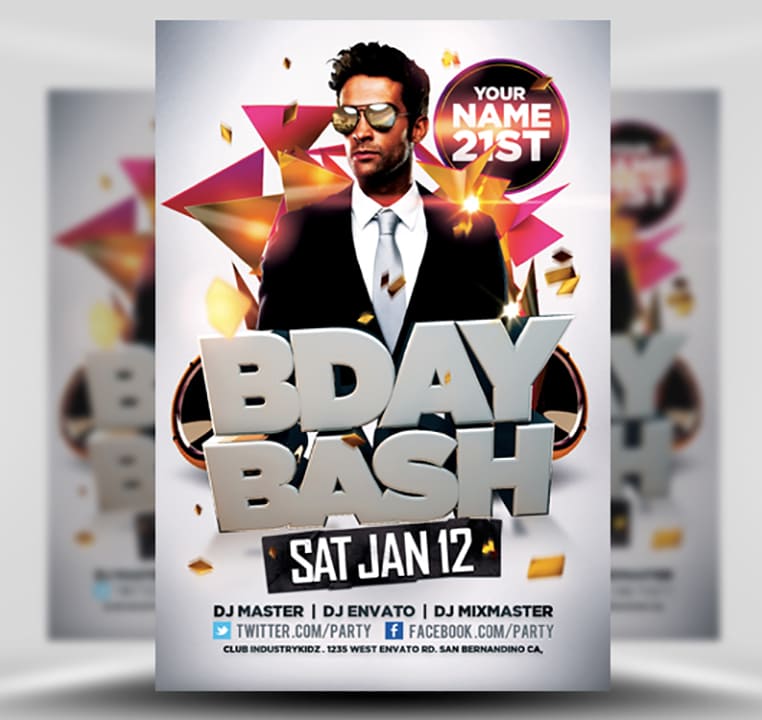 Bday Bash Flyer Template FlyerHeroes