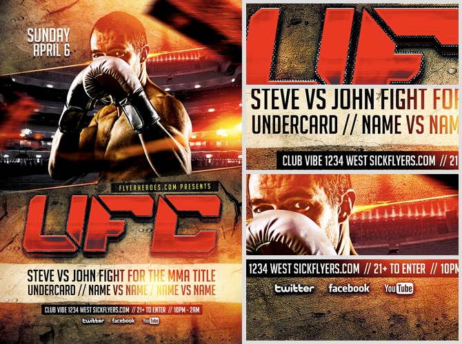UFC Style Fight Night Flyer Template FlyerHeroes