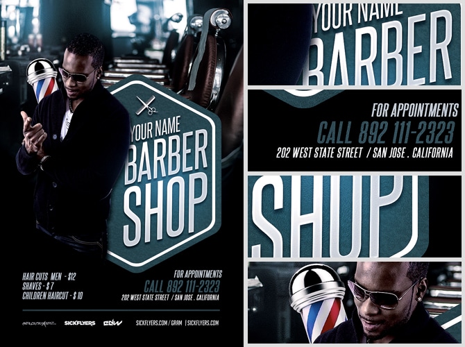 Barber s Shop Flyer Template FlyerHeroes