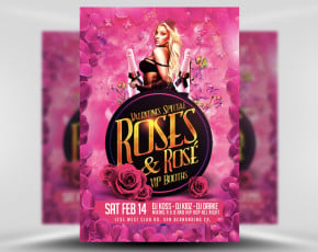Pink Roses Valentine's Flyer Template - FlyerHeroes
