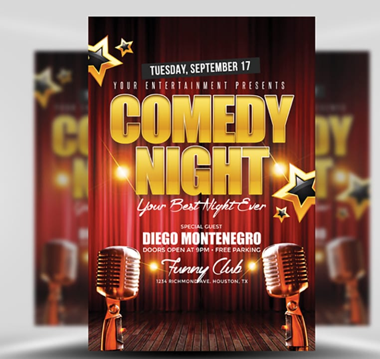 Comedy Night Flyer Template FlyerHeroes