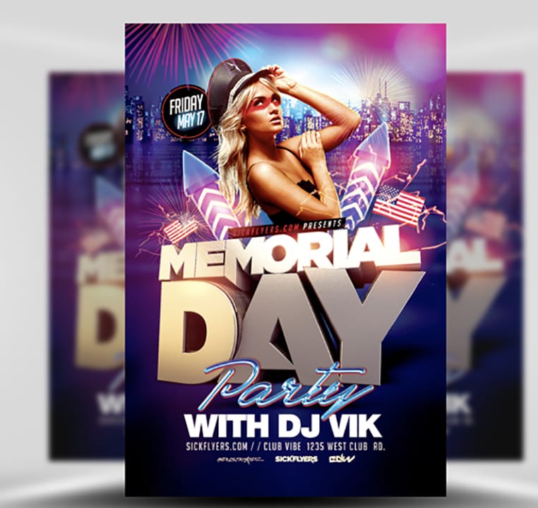 Memorial Day Party Flyer Template FlyerHeroes
