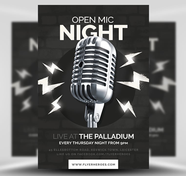 Open Mic Comedy Night Flyer Template FlyerHeroes