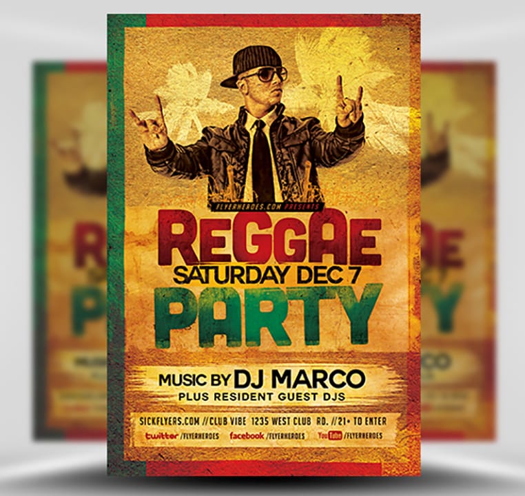 Reggae Party Flyer Template FlyerHeroes
