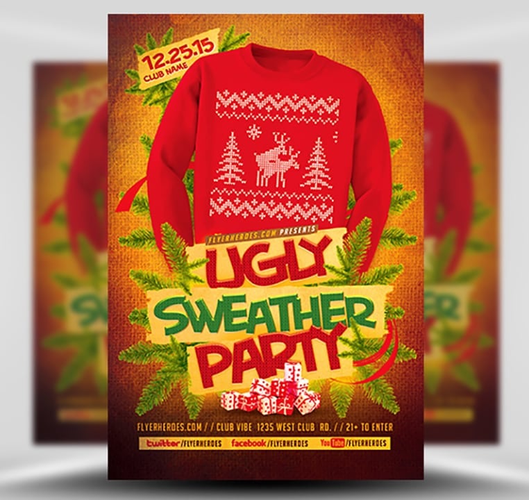 Ugly Sweater Flyer Template 2 FlyerHeroes