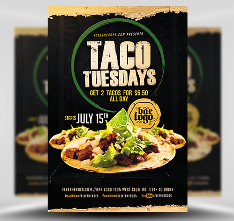 Taco Tuesdays Flyer Template FlyerHeroes