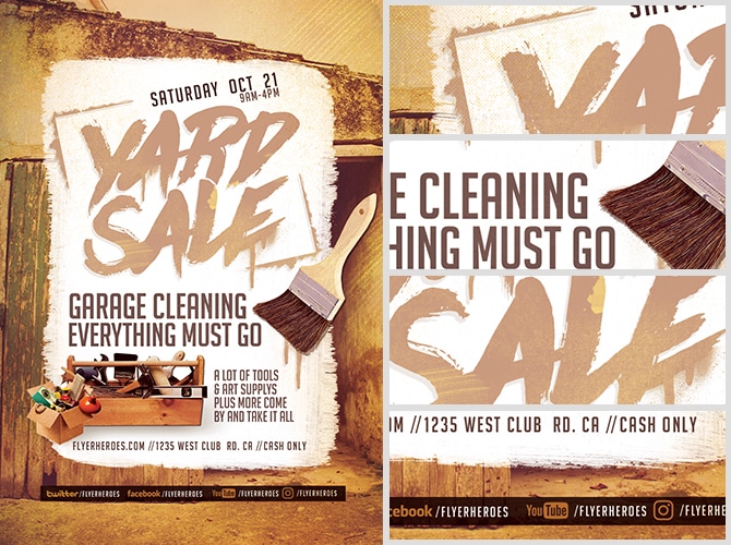 Spruce It Up Yard Sale Flyer Template FlyerHeroes