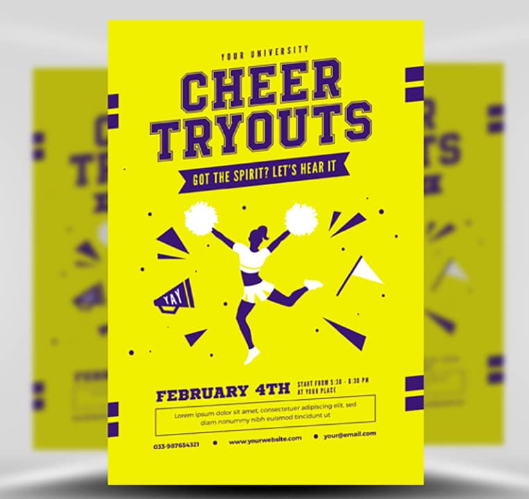 Cheer Tryouts Flyer Template FlyerHeroes