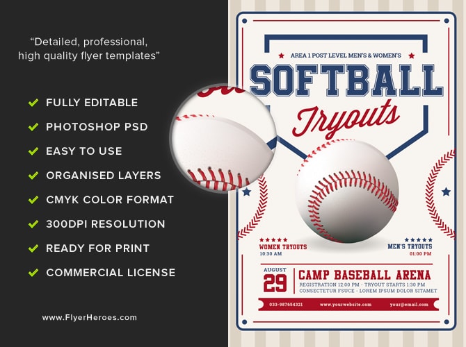 Softball Tryouts Flyer Template FlyerHeroes