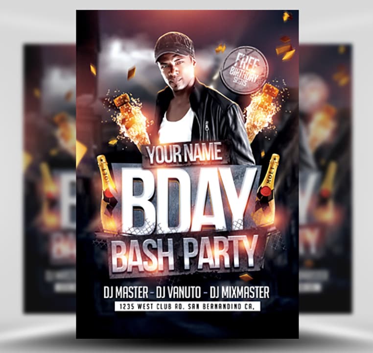 Bday Bash Flyer Template 2 FlyerHeroes