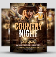Country Night Western Flyer Template - FlyerHeroes
